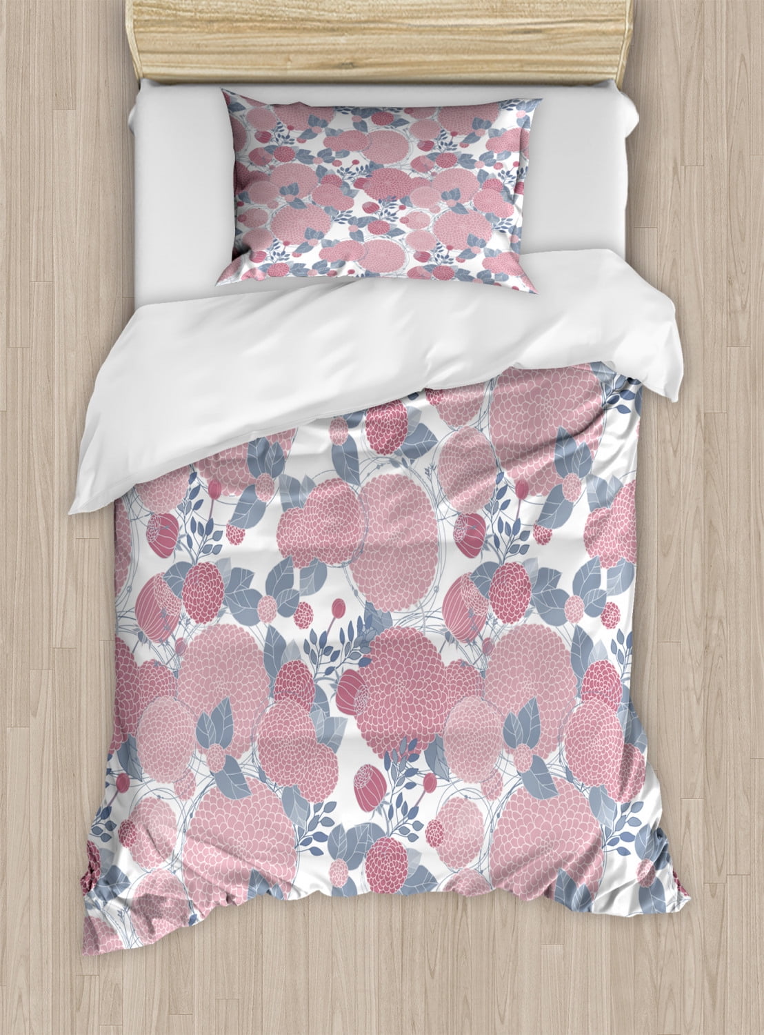 Aster Duvet Cover Set Twin Size, Modern Nature Inspired Ornament with ...