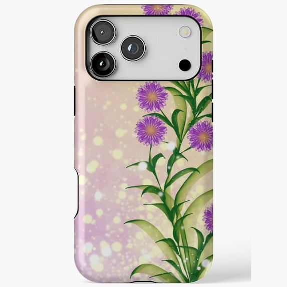 Aster Flower Purple Background Art iPhone Case 17 16 15 14 13 12 11 Pro ...