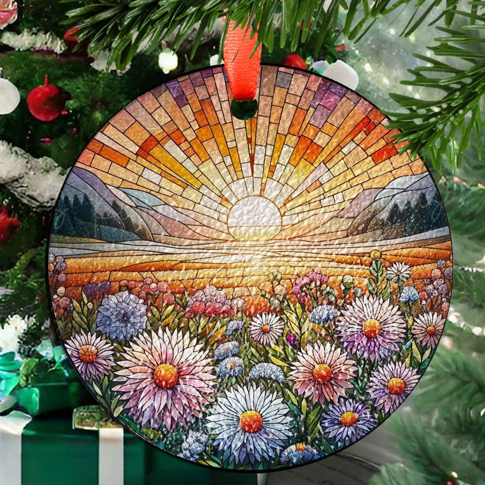 Aster Flowers GLASS Suncatcher Hanging, 20th Anniversary Flower glass ...