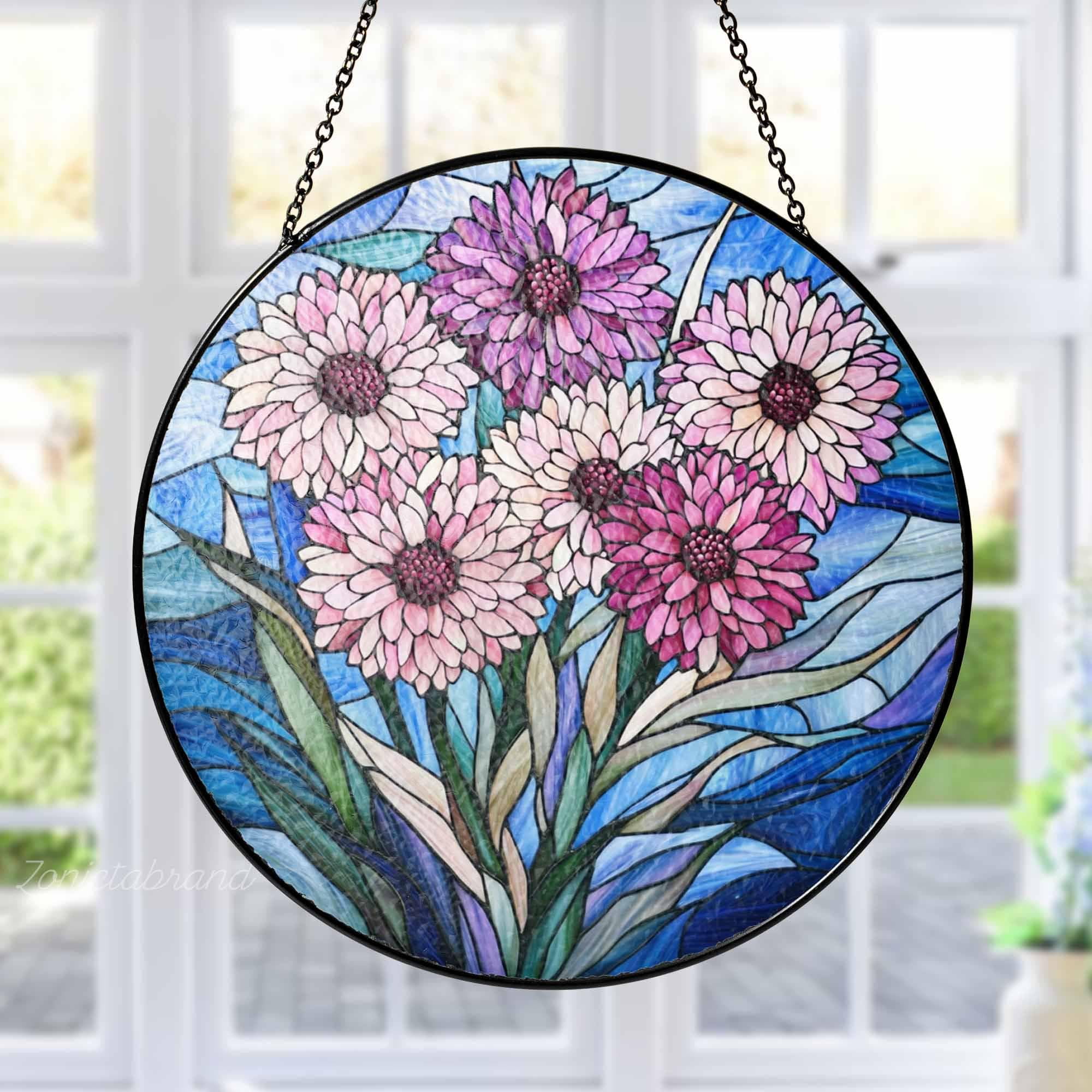 Aster Stained Glass Suncatcher, September Month Flower, Aster September ...