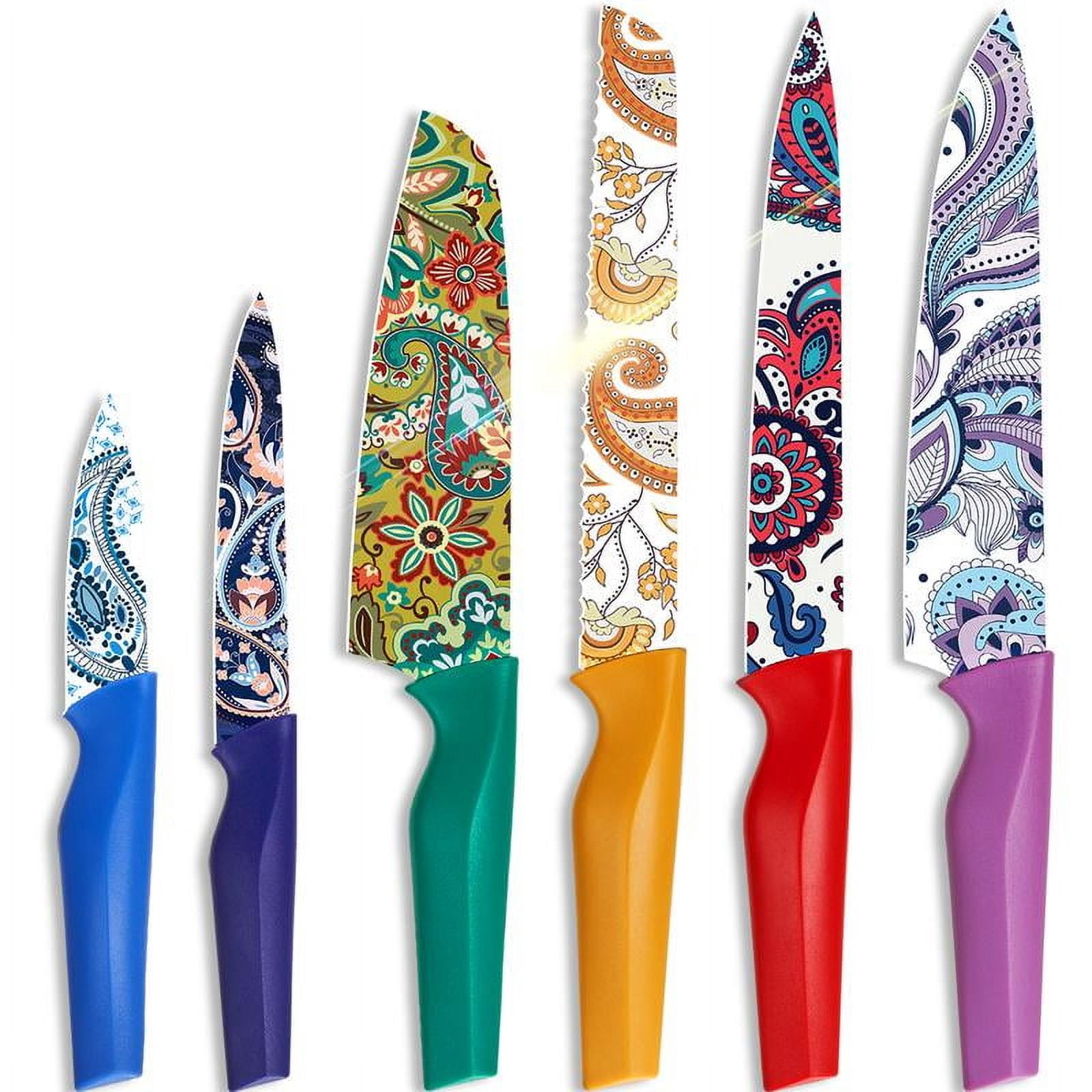 Astercook 12 Pieces, Kitchen Knife Set, 6 Knives, 6 Protective Sleeves ...