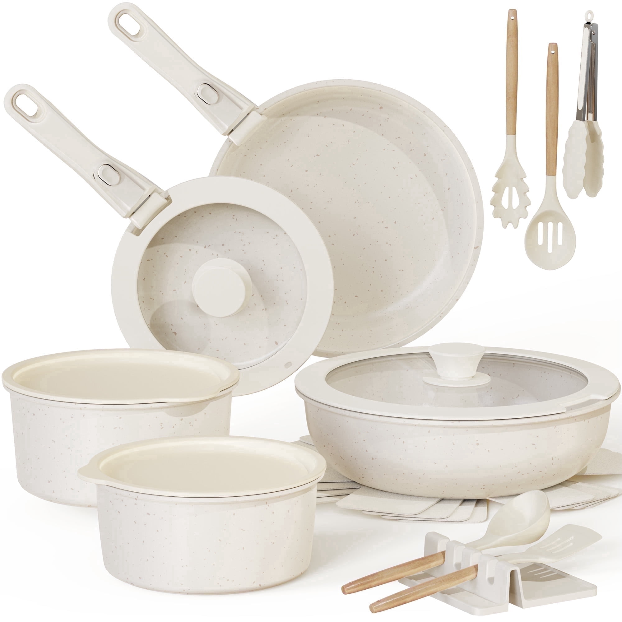 Astercook 20 Piece Ceramic Nonstick Pots and Pans Set, Removable ...