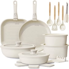 Carote Ceramic Nonstick Detachable Pots and Pans Set, 3 Pieces Non ...