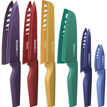 Charext Knife Set, 12 Pcs Color-Coded Kitchen Knife Set, 6 Color Anti ...