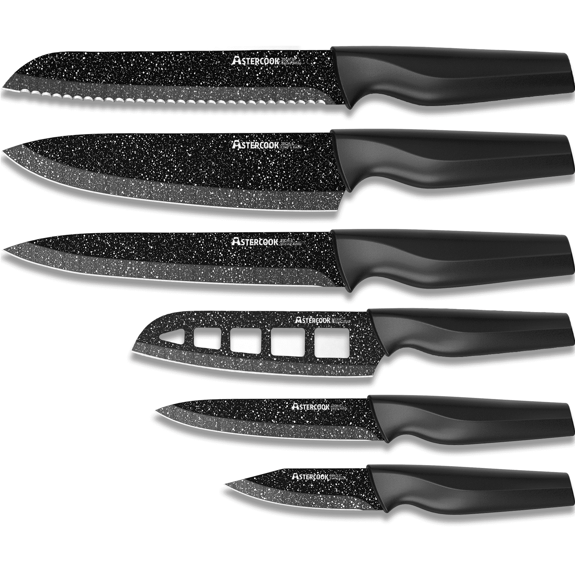 Astercook 6 Piece Starry-Sky Kitchen Knife Set, Carbon German Stainless ...