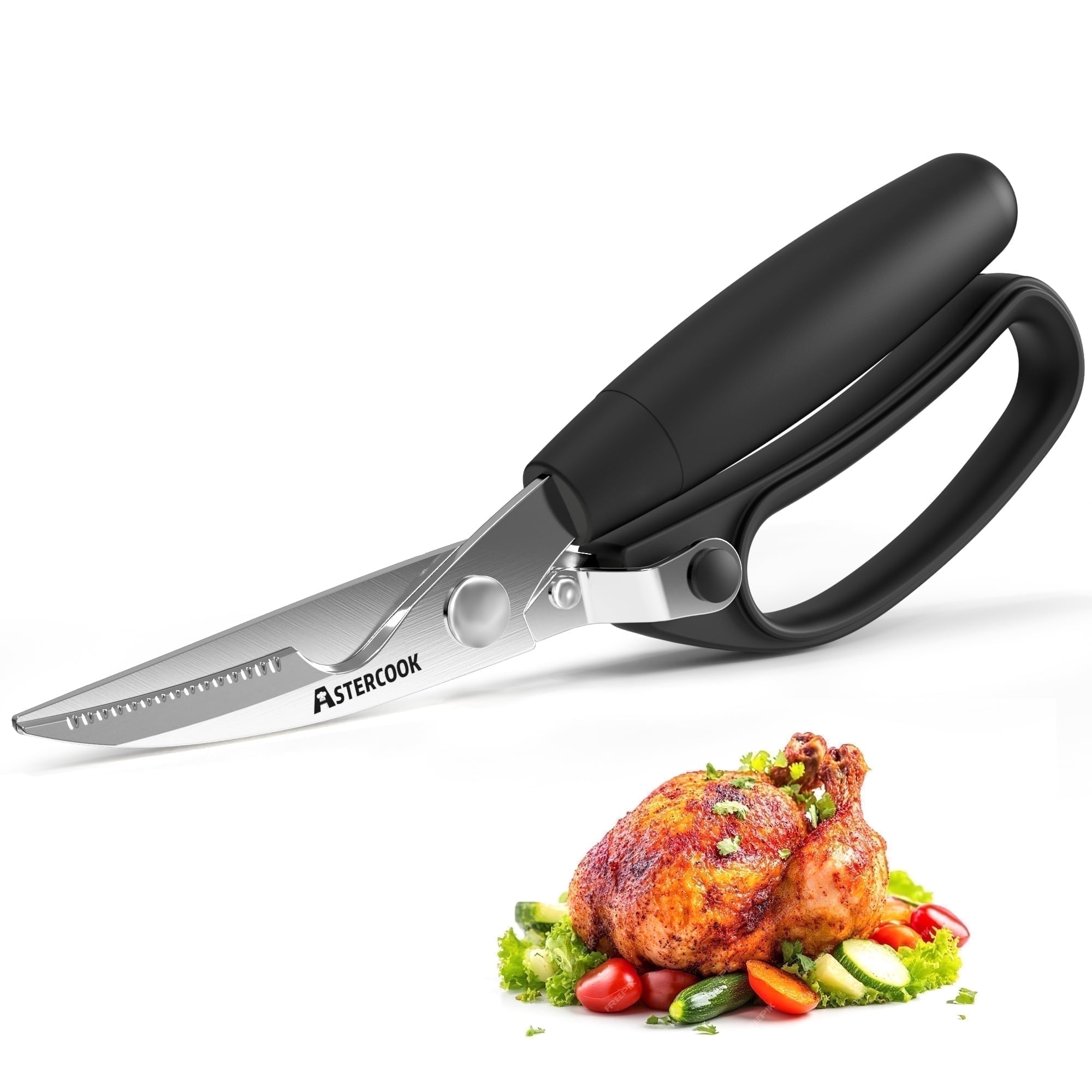 Astercook Kitchen Shears, Stainless Steel Heavy Duty Poultry Scissors ...