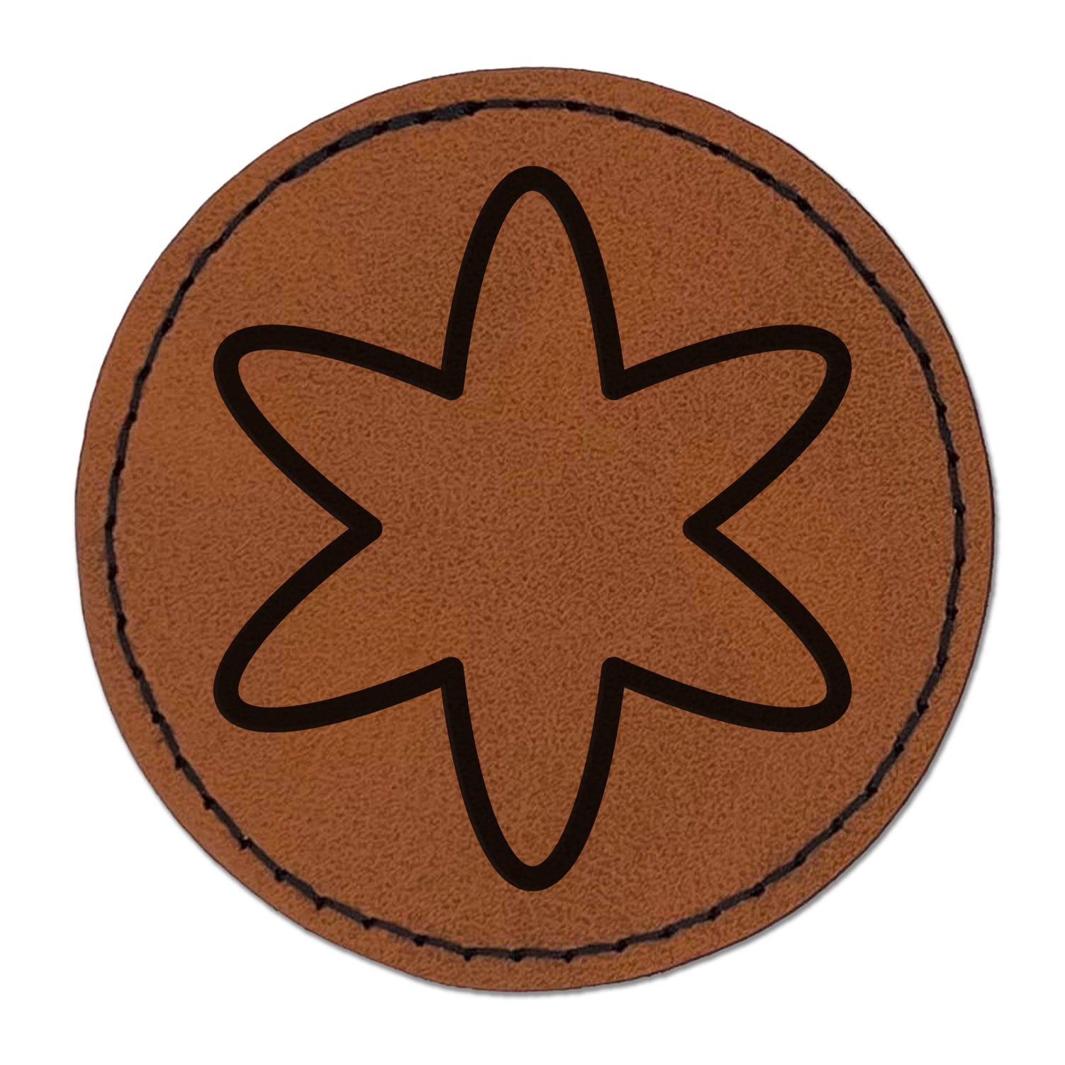 Asterisk Symbol Outline 2.5" Faux Leather Round Engraved Iron-On Patch ...