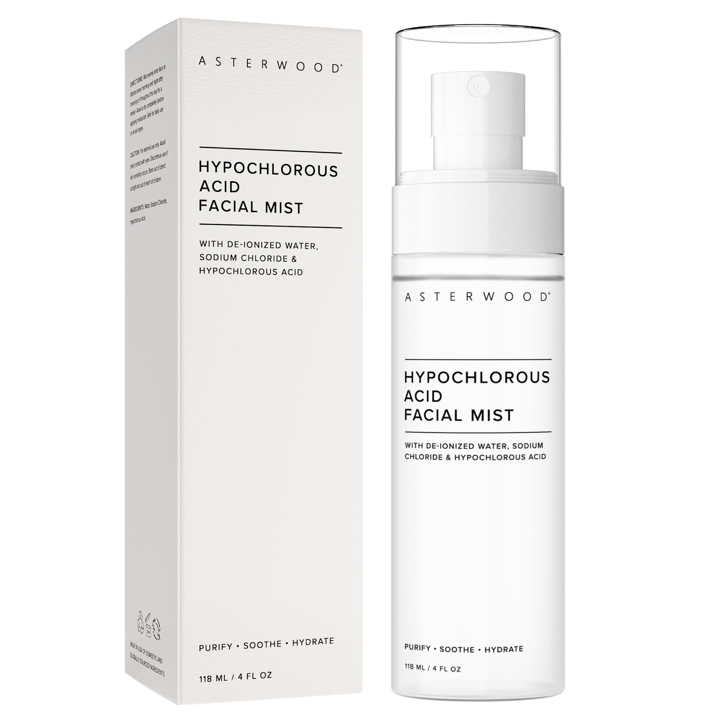 Asterwood Hypochlorous Acid Spray for Face - Targets Acne, Redness ...