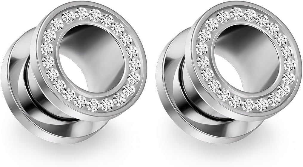 Astm F136 Titanium CZ Ear Gauges Screw Fit Flesh Tunnels Plugs Gauges ...