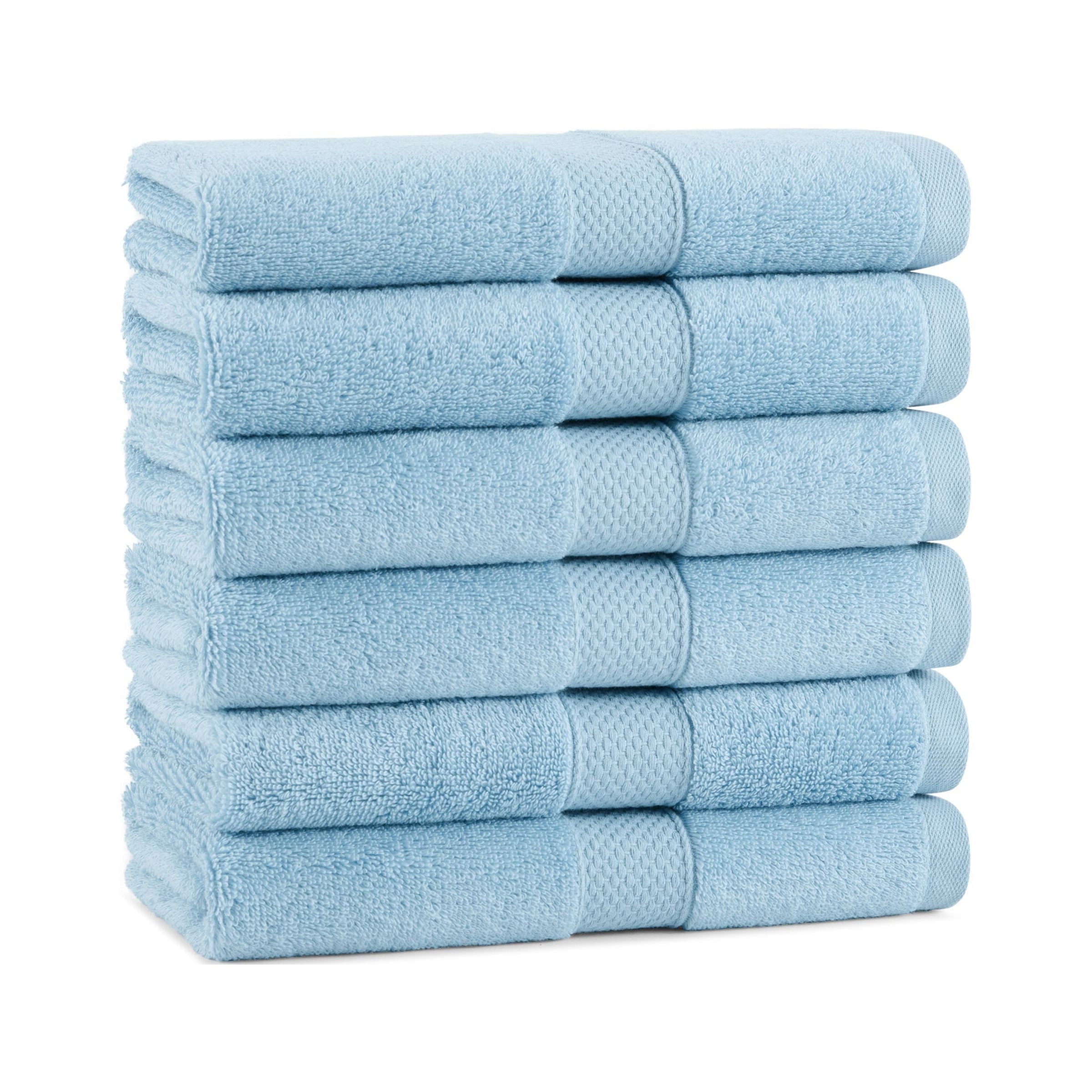 Aston & Arden Egyptian Cotton Hand Towels (6 Pack), 16x30, Jaquard Border, Blue - Walmart.com