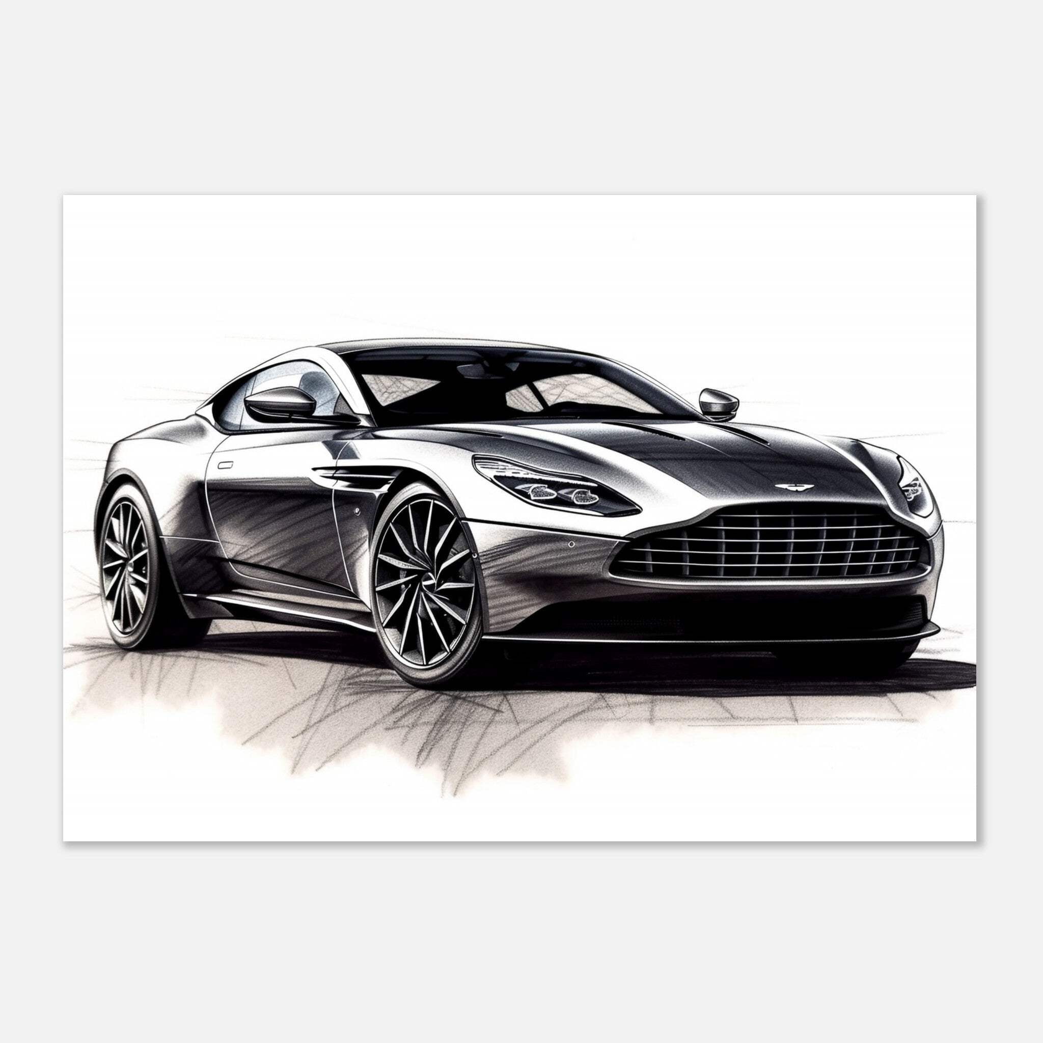 Aston Martin DB11 Pencil Sketch – Premium Poster Art for Automotive ...