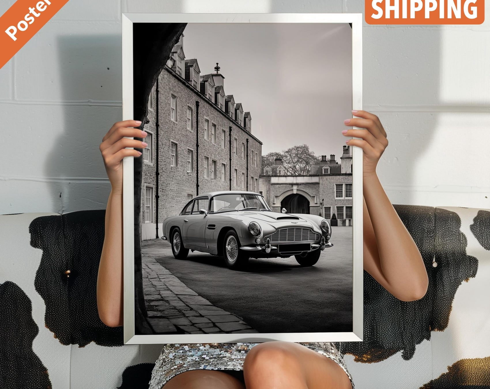 Aston Martin DB5 Black & White Car Poster Print James Bond 007 Car ...