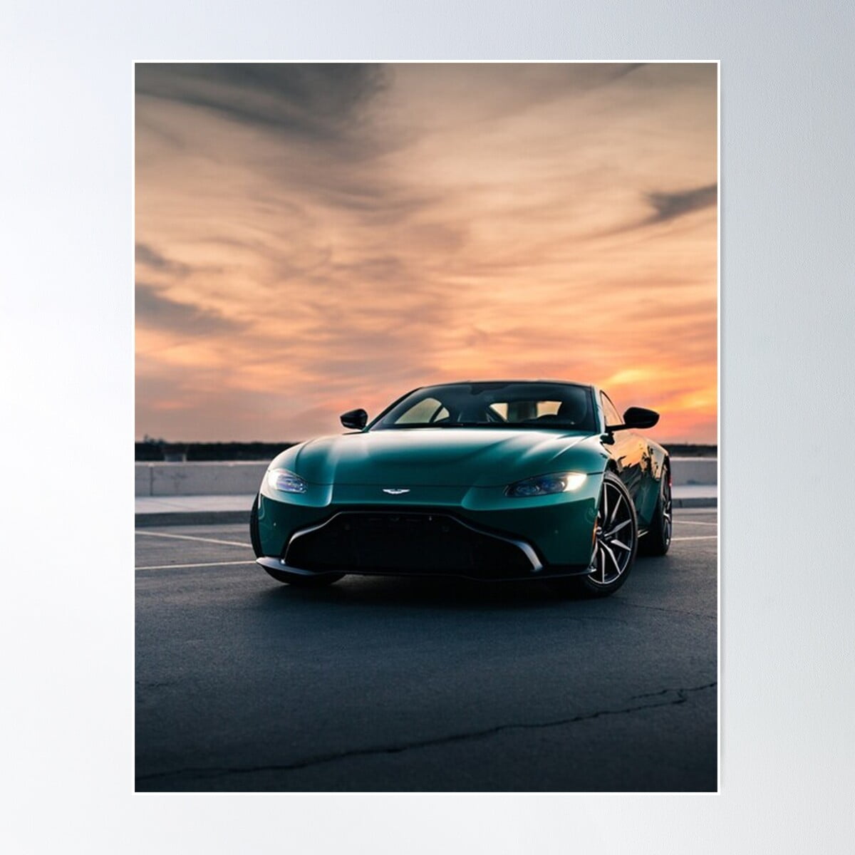 Aston Martin Vantage Sunset Poster Wall Art, Modern Wall Decor For ...