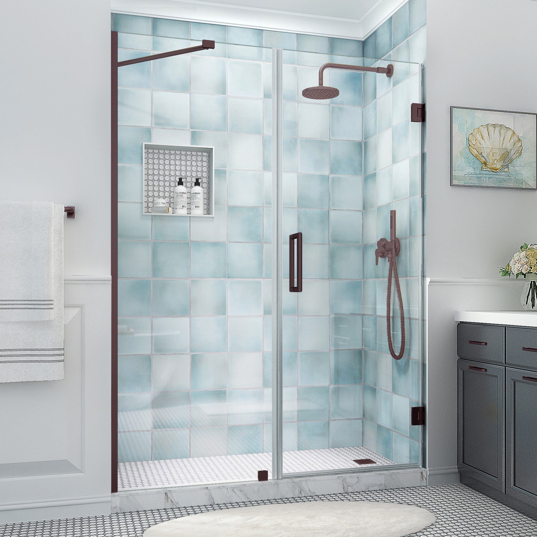 Aston Sdr965ez-603080 Belmore Xl 80" High X 60" Wide Hinged Frameless ...