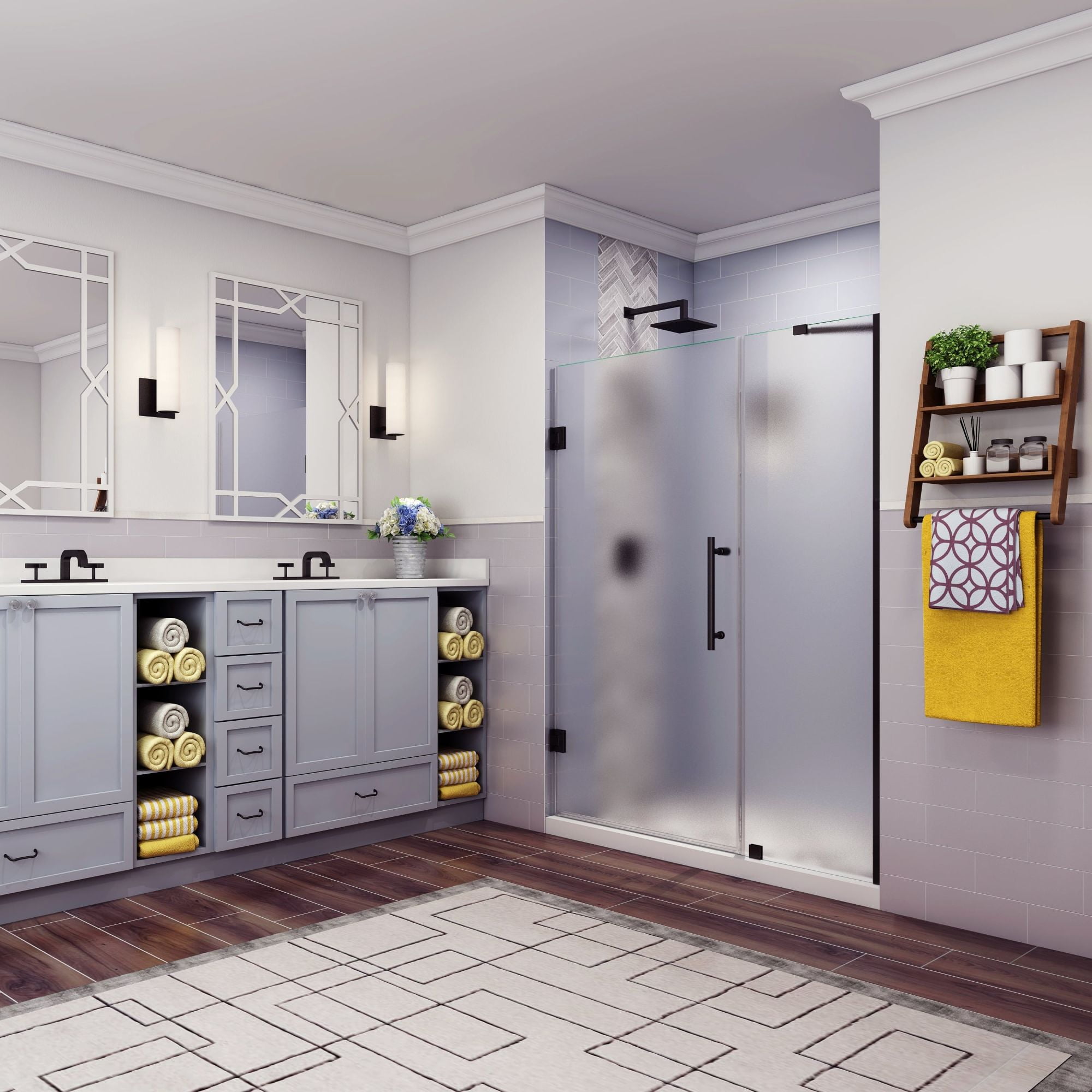 Aston Sdr965f-5525-10 Belmore 72" High X 55" Wide Hinged Frameless Shower Door - Black - Walmart.com