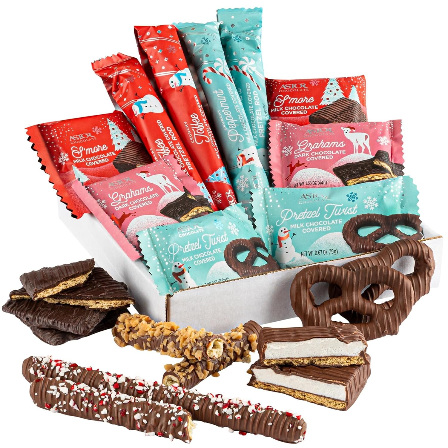 Astor Chocolate Holiday Sampler Milk and Dark Chocolate Covered Pretzel ...
