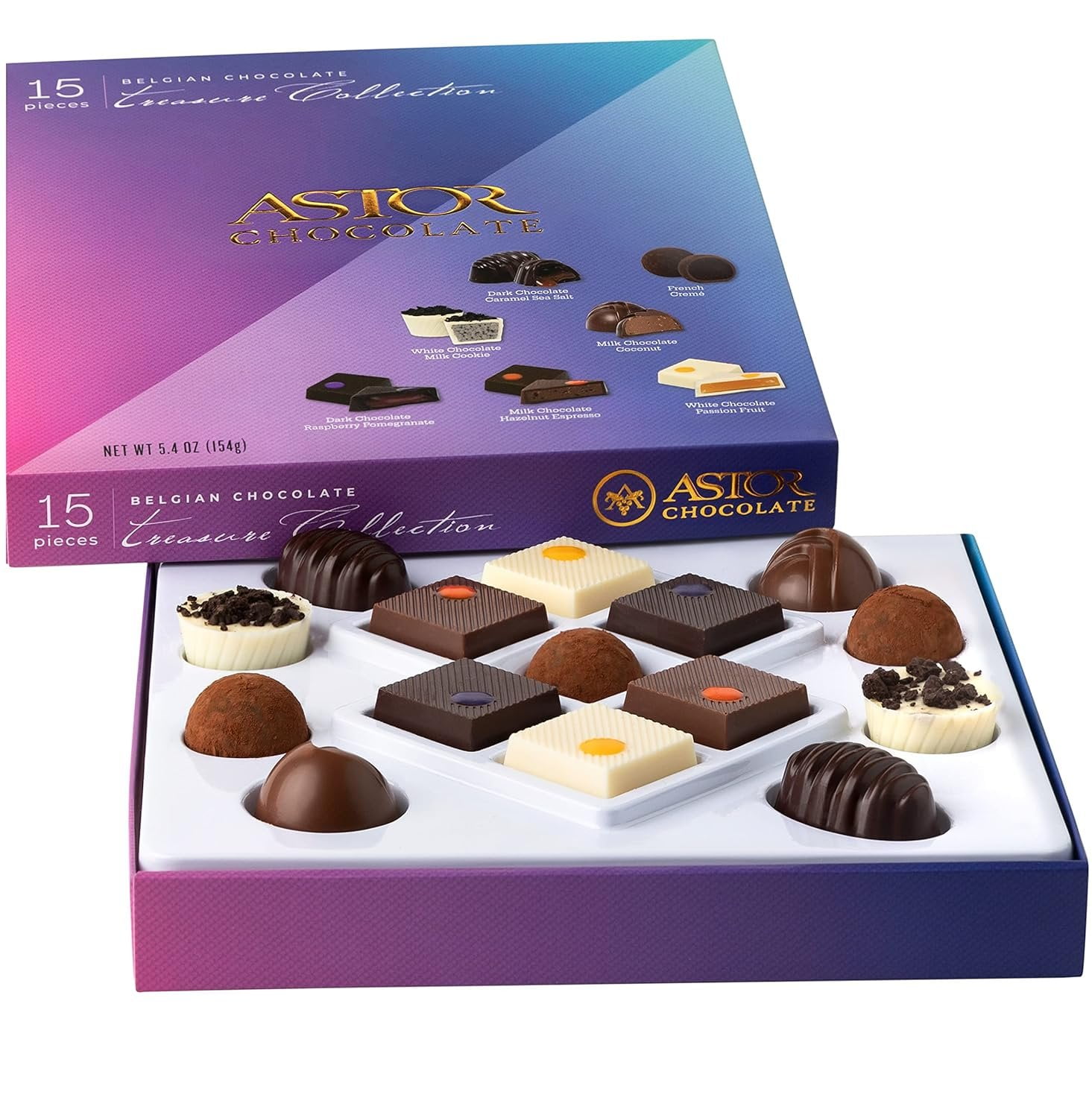 Astor Chocolate Belgian Truffles, 15 Piece Gourmet Kosher Candy Gift ...