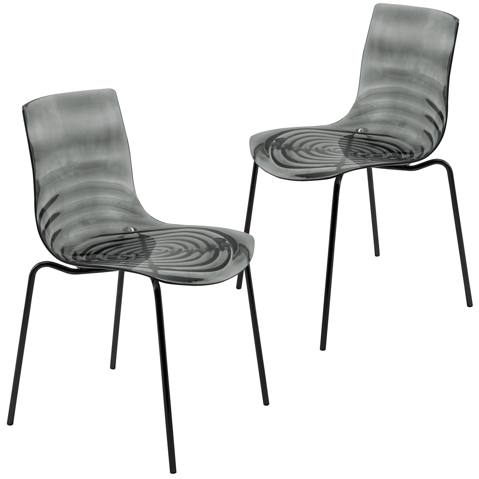 LeisureMod Dining Chair in ABS Plastic with Black Stainless-Steel Legs ...
