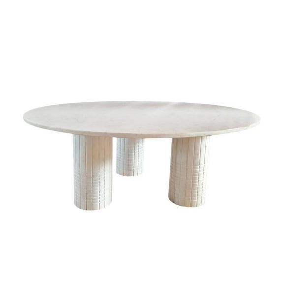Coaster Company Astoria Round Marble Coffee Table with Fluted Pedestal ...