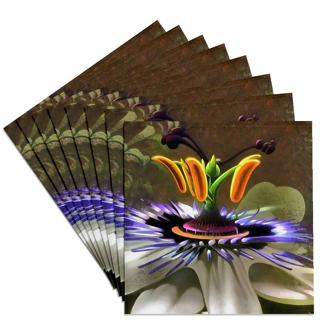 3drose, Astounding Abstract Art of a Passion Flower, Set of 8 Ceramic ...