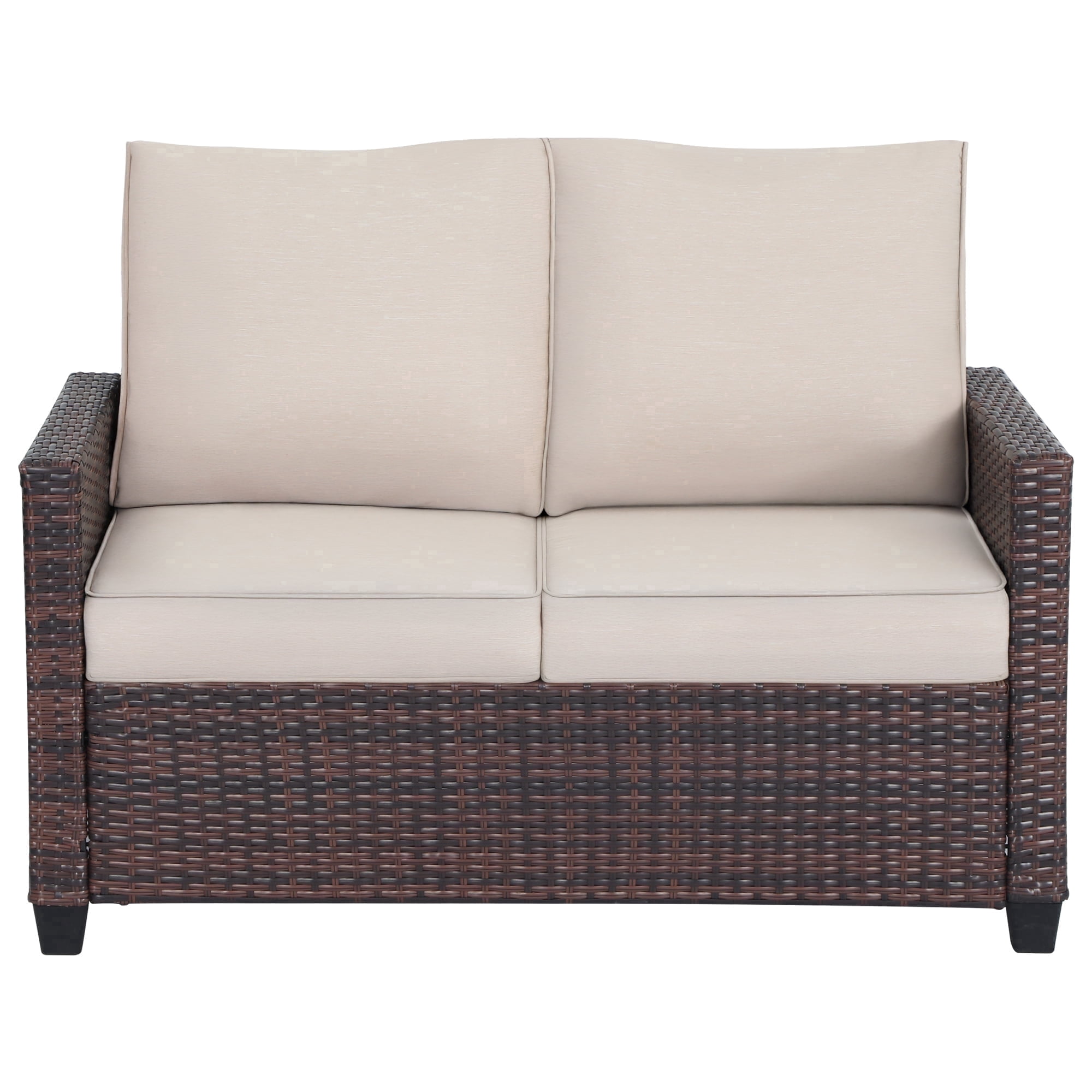 AstrPthylx Outdoor Loveseat, All-Weather 2-Seater Rattan Sofa with ...