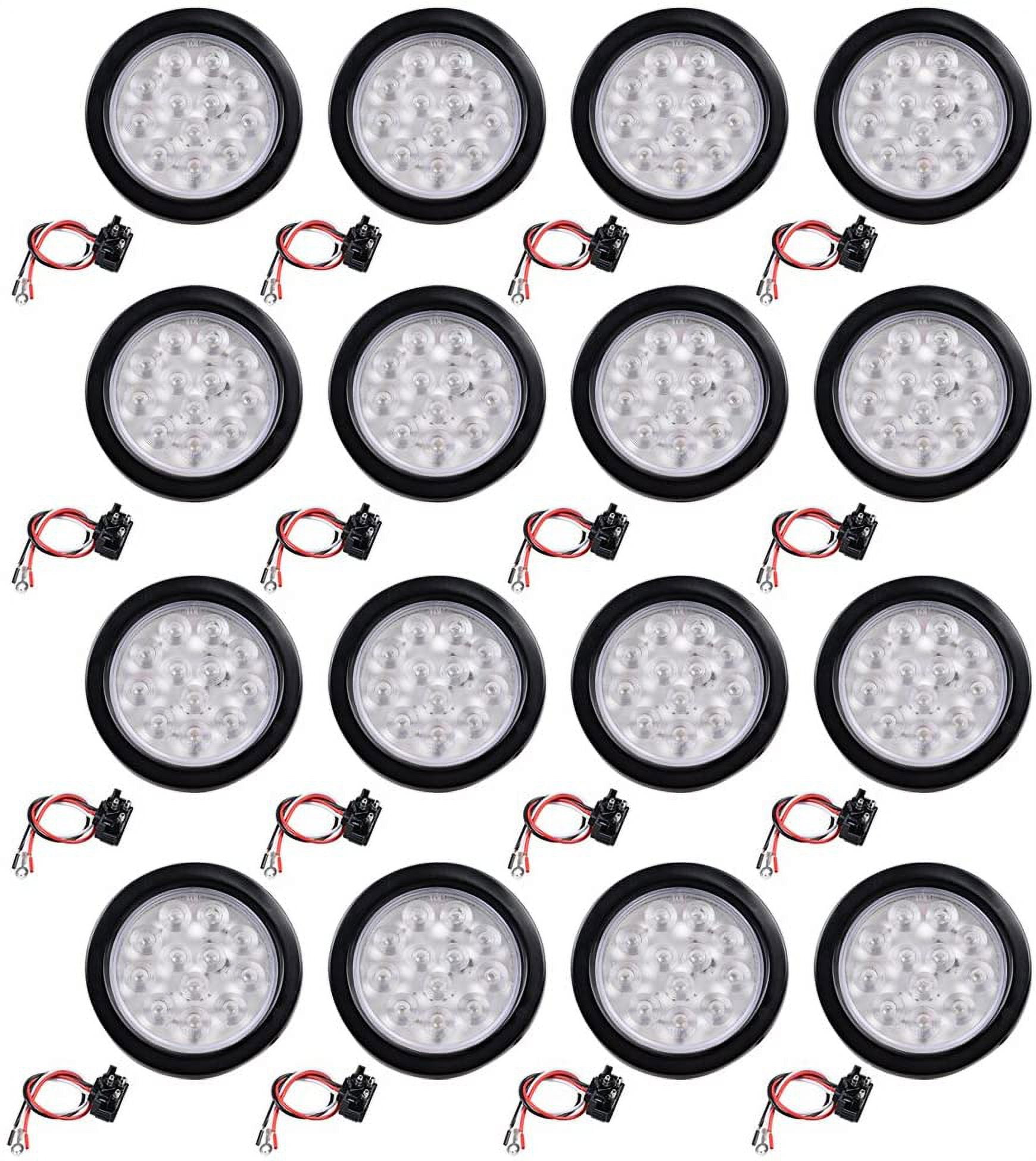 Astra Depot 16pcs LED 4" White Round Backup Reverse Lights Grommet ...