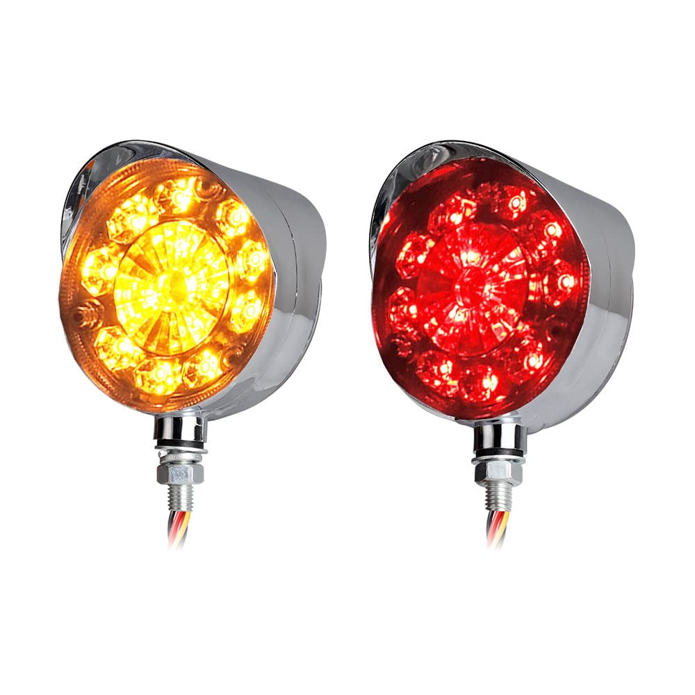 Astra Depot 2pcs Round RRF12 28-LED Red Amber Double Face with Visor ...