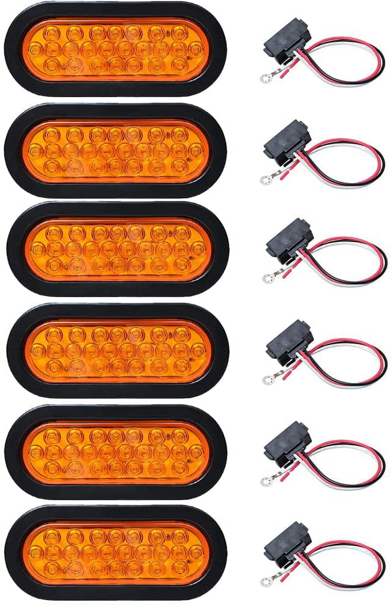 Astra Depot 6pcs Amber 24-LED 6" Oval Oblong Turn Signal Light Cargo ...