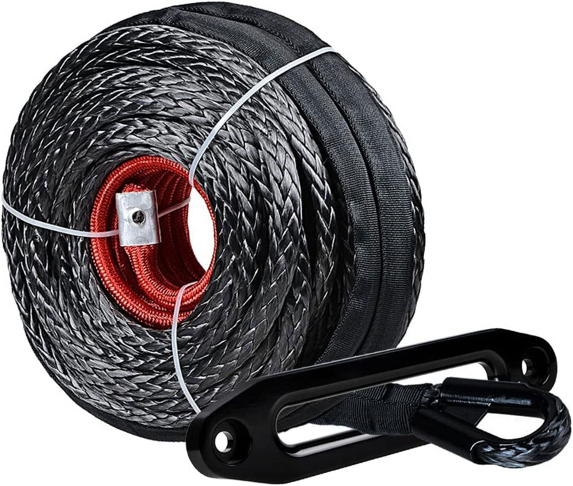 Astra Depot 92' x 1/2" 22000 lb Black Synthetic Winch Rope Line Cable ...