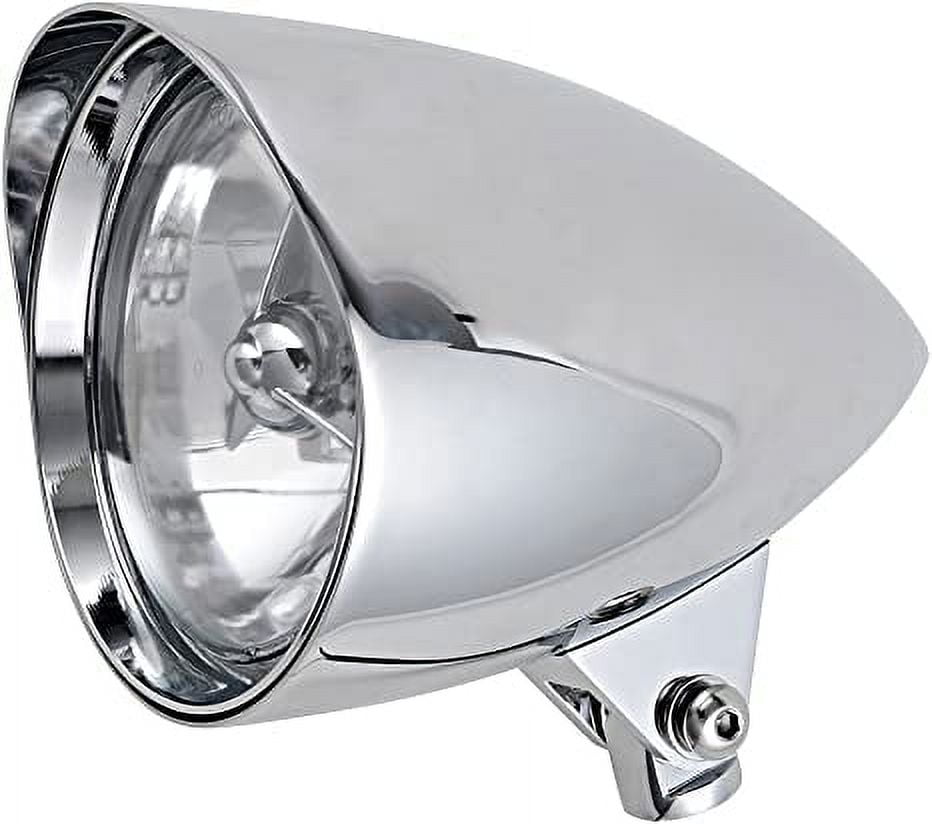 Astra Depot Classic Motorcycle Halogen Headlight Chrome Billet Custom ...