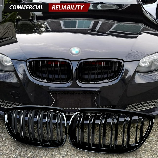 Astra Depot Gloss Black Dual Slats Front Kidney Grill Grille for BMW ...