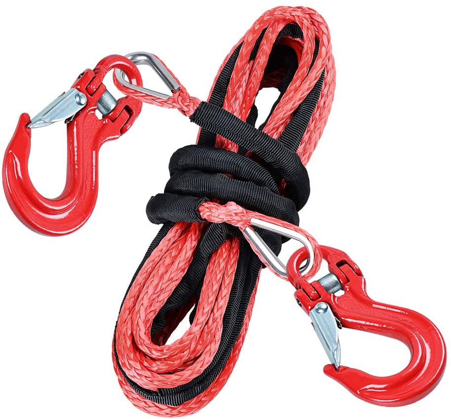Astra Depot RED Kit 1/4" 50ft Synthetic Winch Rope Extension + 2X Half ...