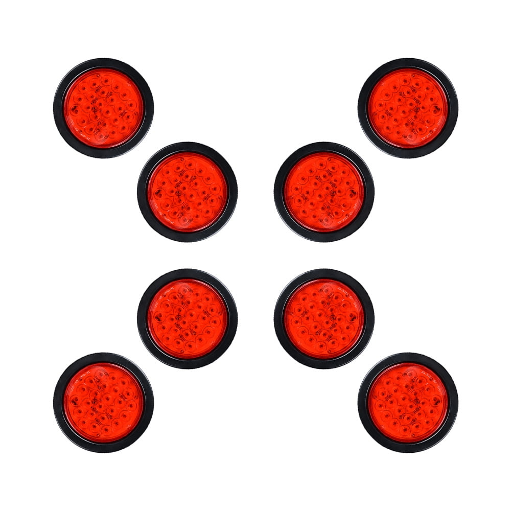 Astra Depot Red Lens 4 inch Round 24 LED Trailer Tail Lights Kit Stop ...