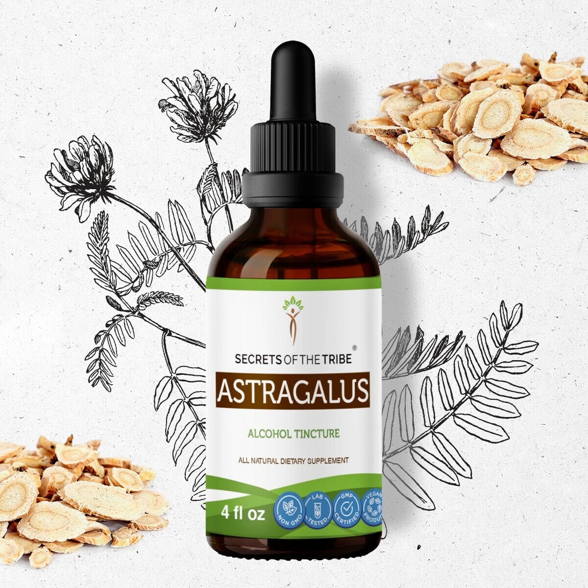 Secrets of the Tribe Astragalus Tincture Dietary Supplement, Natural ...