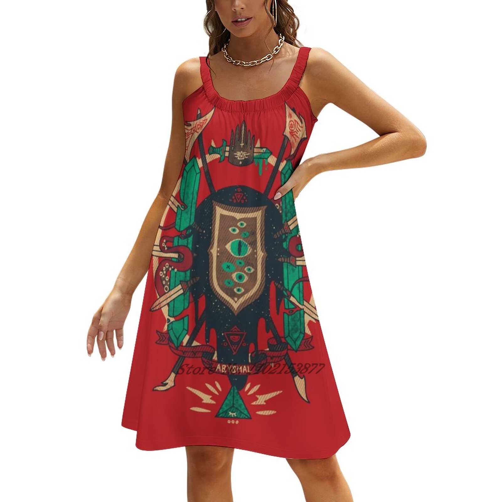 Astral Ancestry Loose Pocket Dress Summer Sexy Dress Print Short Sleeve ...