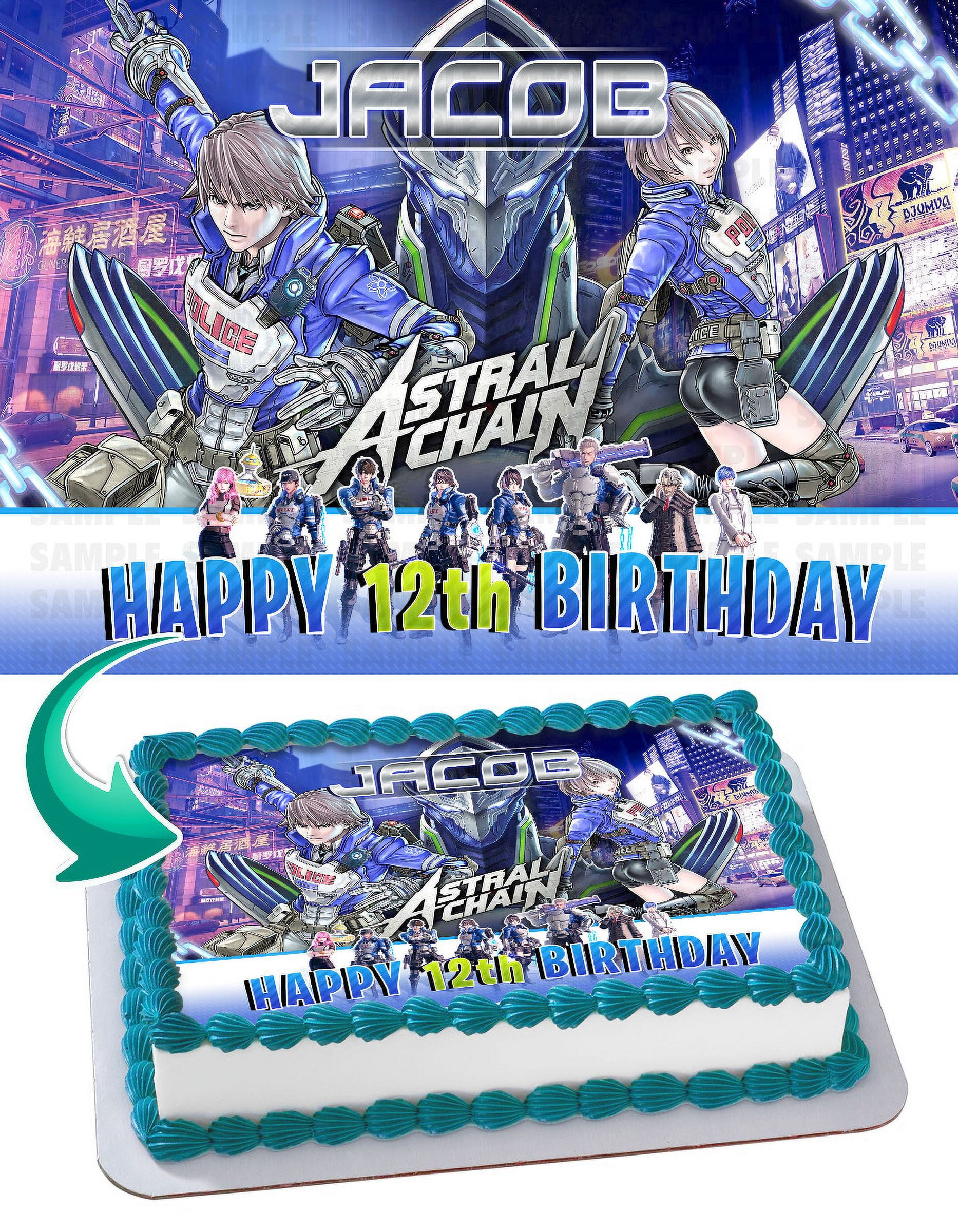 Astral Chain Edible Cake Image Topper Personalized Birthday Party 1/4 ...