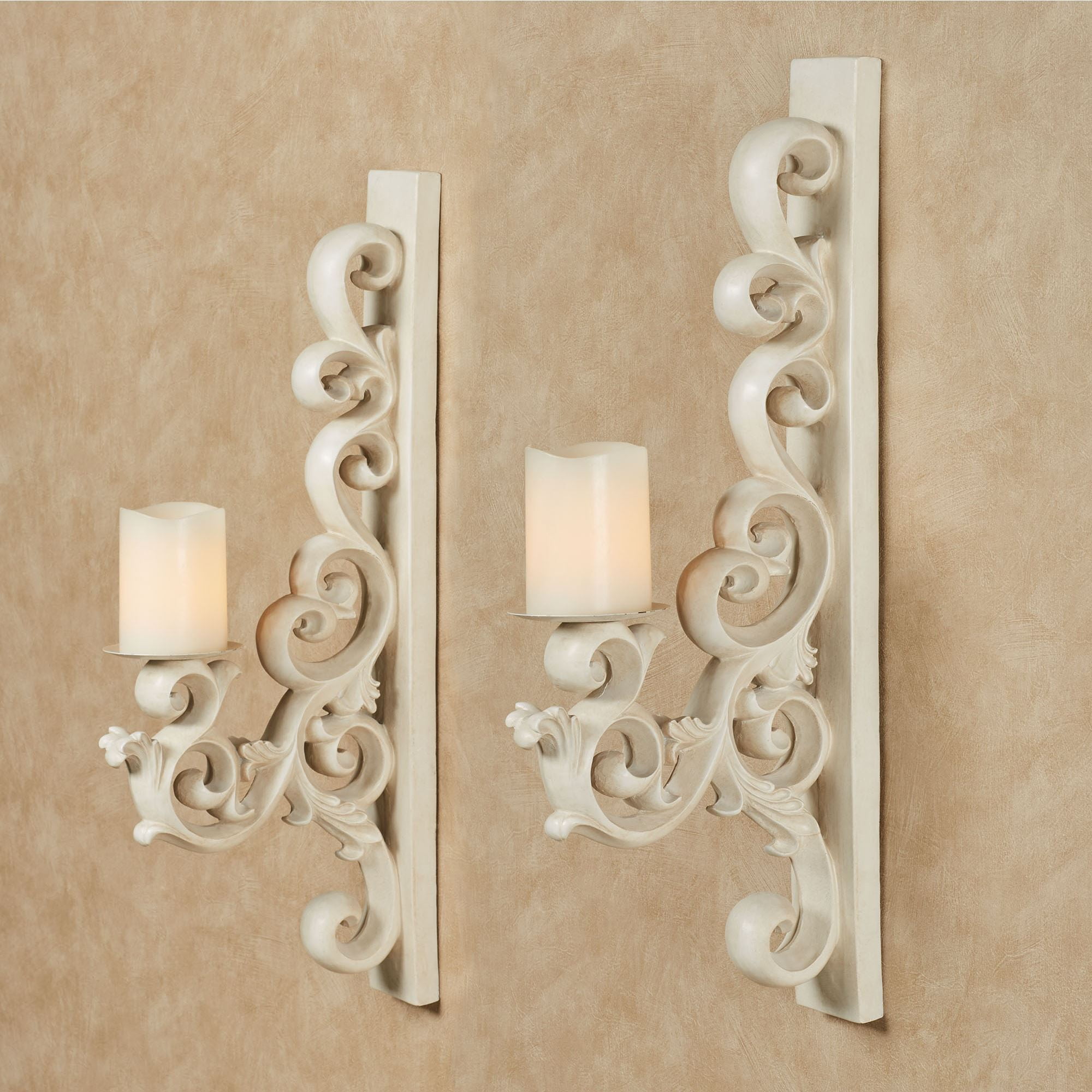 Astrella Antique White Traditional Scroll Wall Sconce Pair - Walmart.com