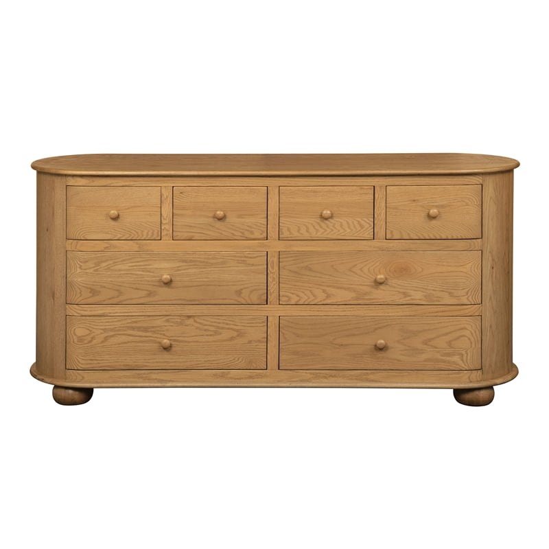 Astrid 8 - Drawer Dresser in Natural Finish on Oak Solid Wood - Walmart.com
