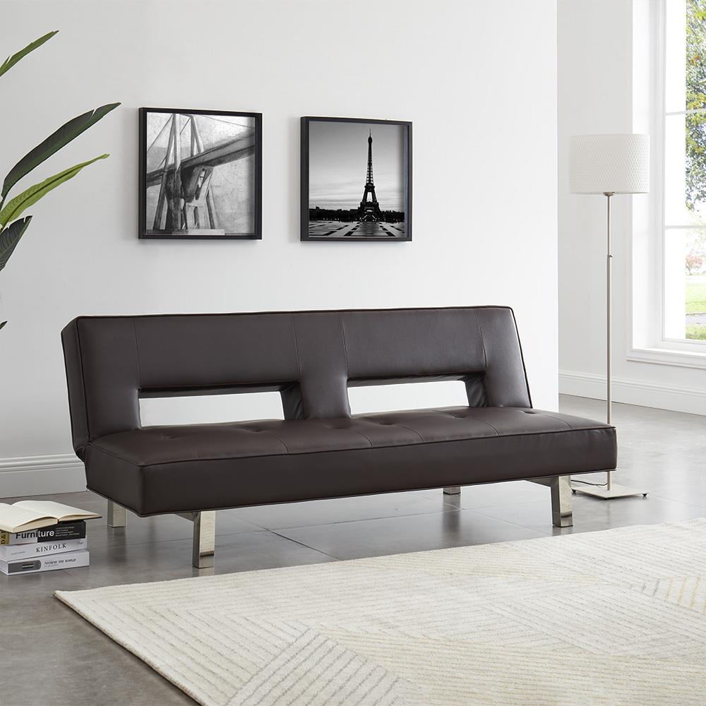 Astrid Futon Sofa Bed Faux Leather Futon Couch Modern Convertible ...