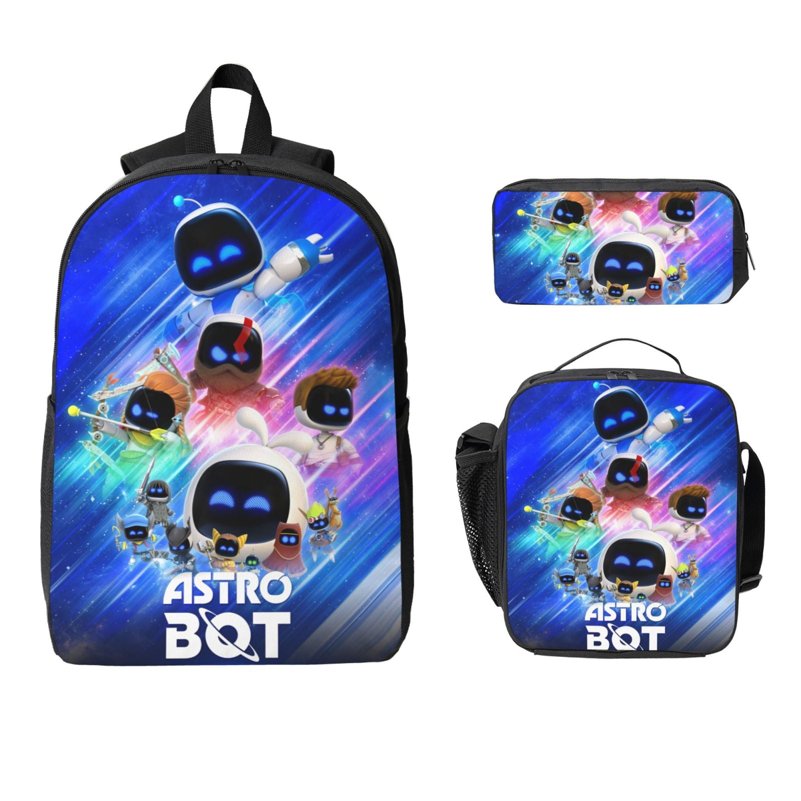 Astro Bot 17" Laptop Backpack 3-Piece Backpack Set with Lunch Bag and ...