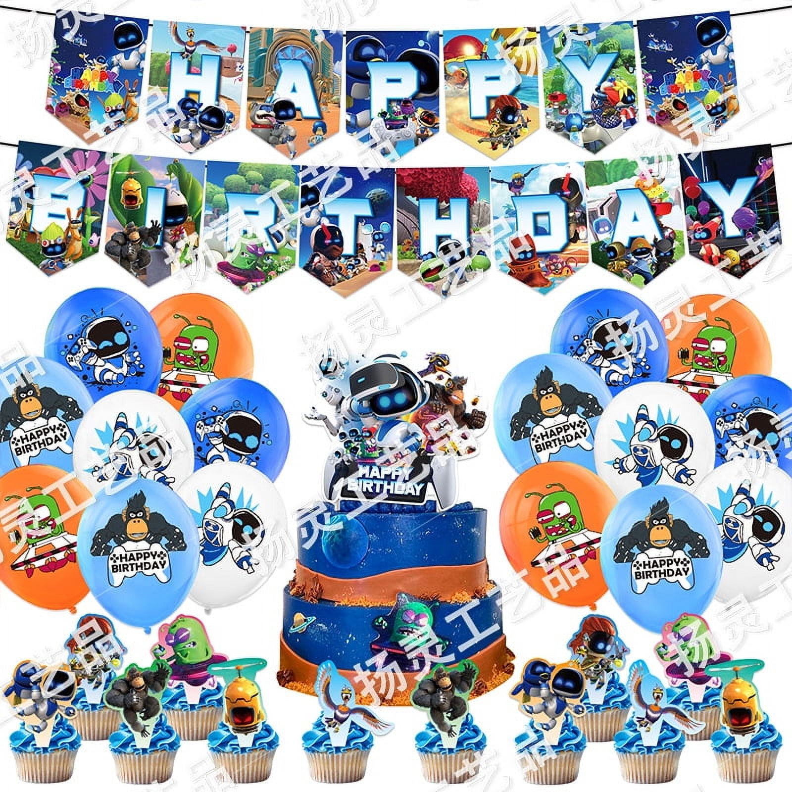 Astro Bot 44/50 PCS Happy Birthday Balloons Happy Birthday Banner for ...