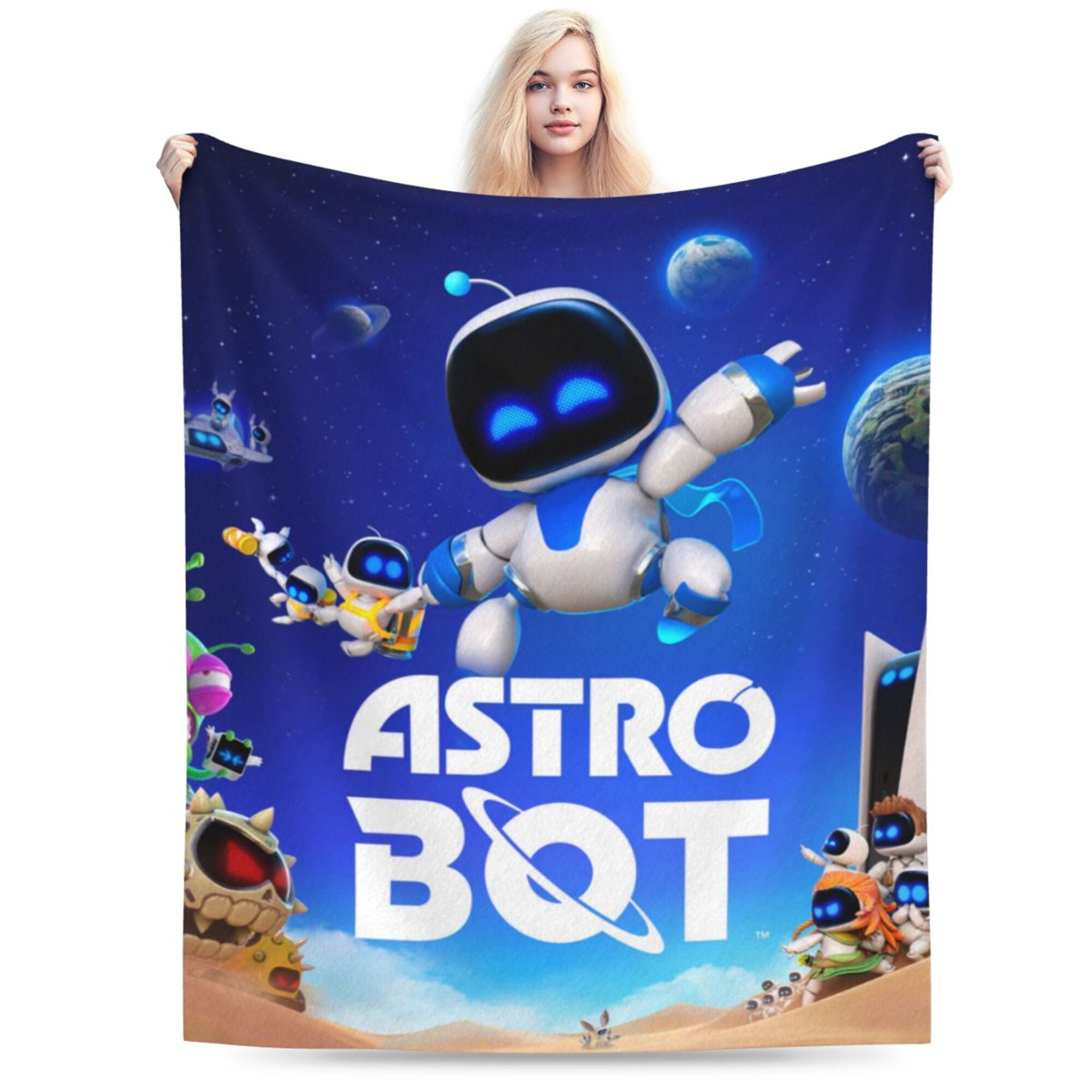 Astro Bot Blanket, Super Soft Throw Blanket, Cozy Lightweight Flannel Blankets for Couch Sofa ...