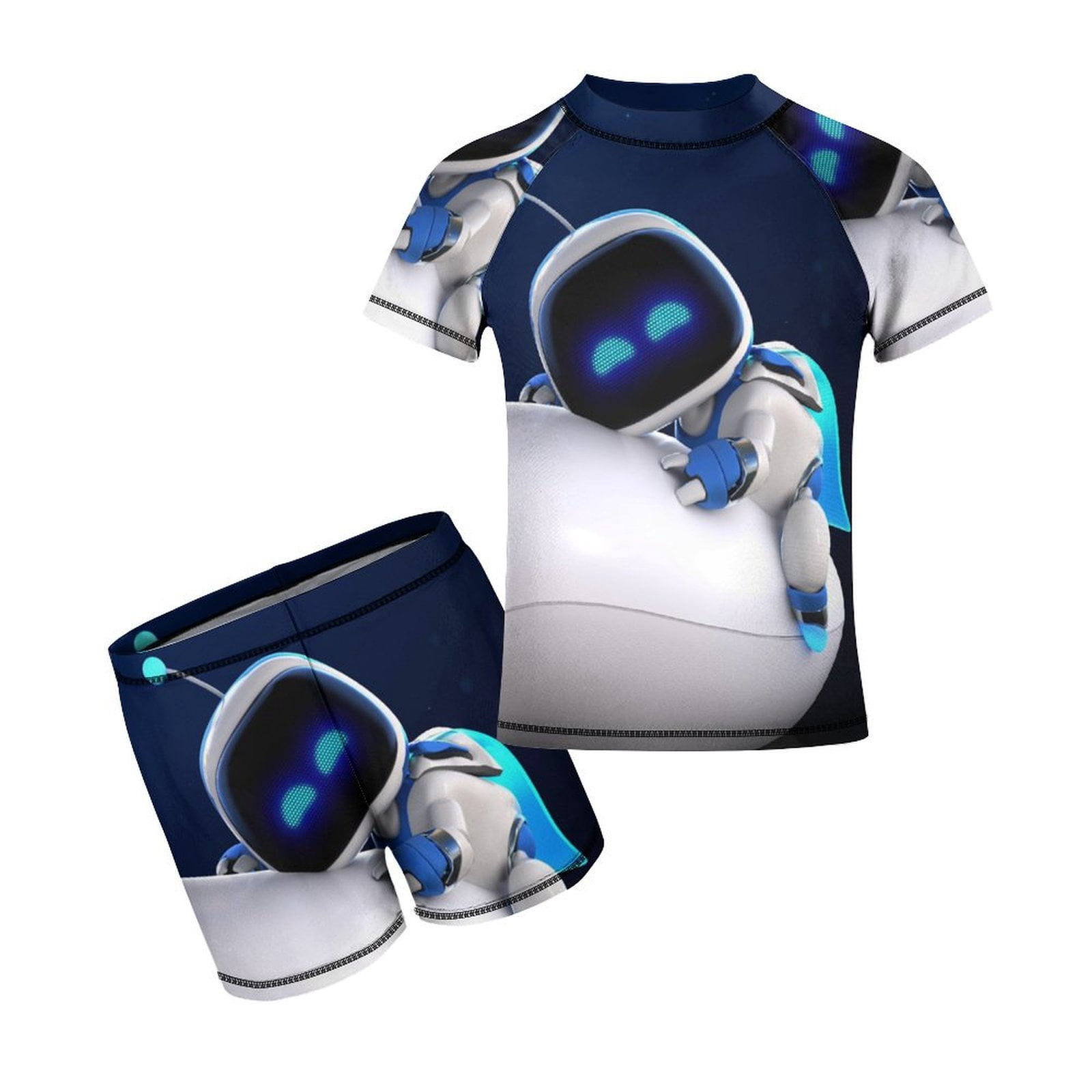 Astro Bot Boys 2-Piece Swimsuit Set, Short Sleeve Rash Guard & Swim ...
