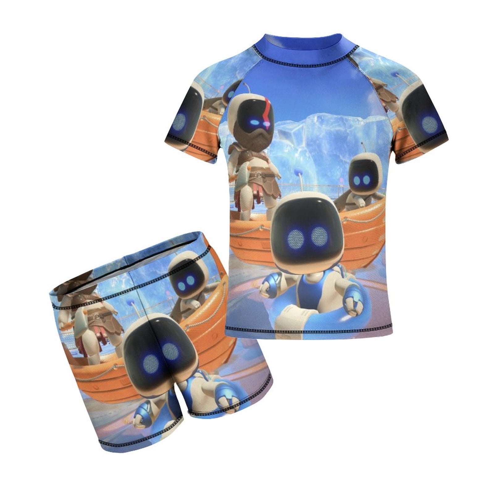 Astro Bot Boys 2-Piece Swimsuit Set, Short Sleeve Rash Guard & Swim ...