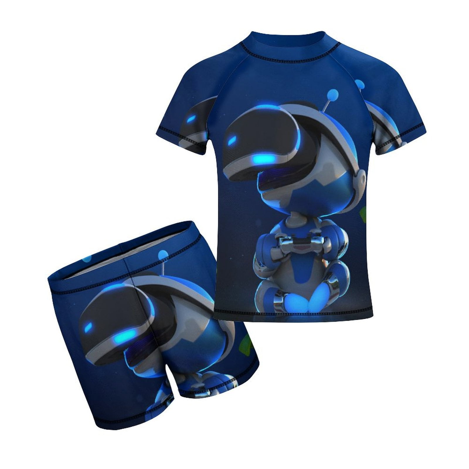 Astro Bot Boys Rash Guard Set 2 Piece Swimsuits Short Sleeve Bathing ...