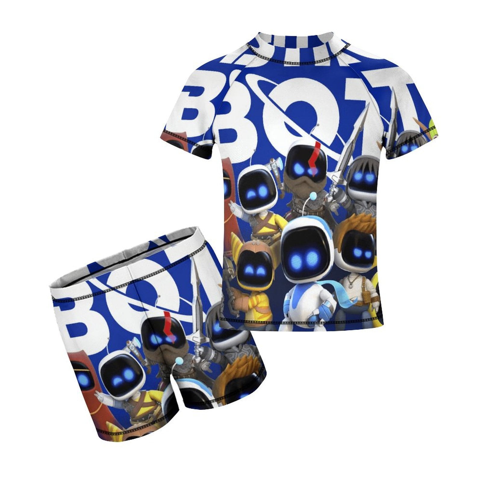Astro Bot Boys Rash Guard Set 2 Piece Swimsuits Short Sleeve Bathing ...