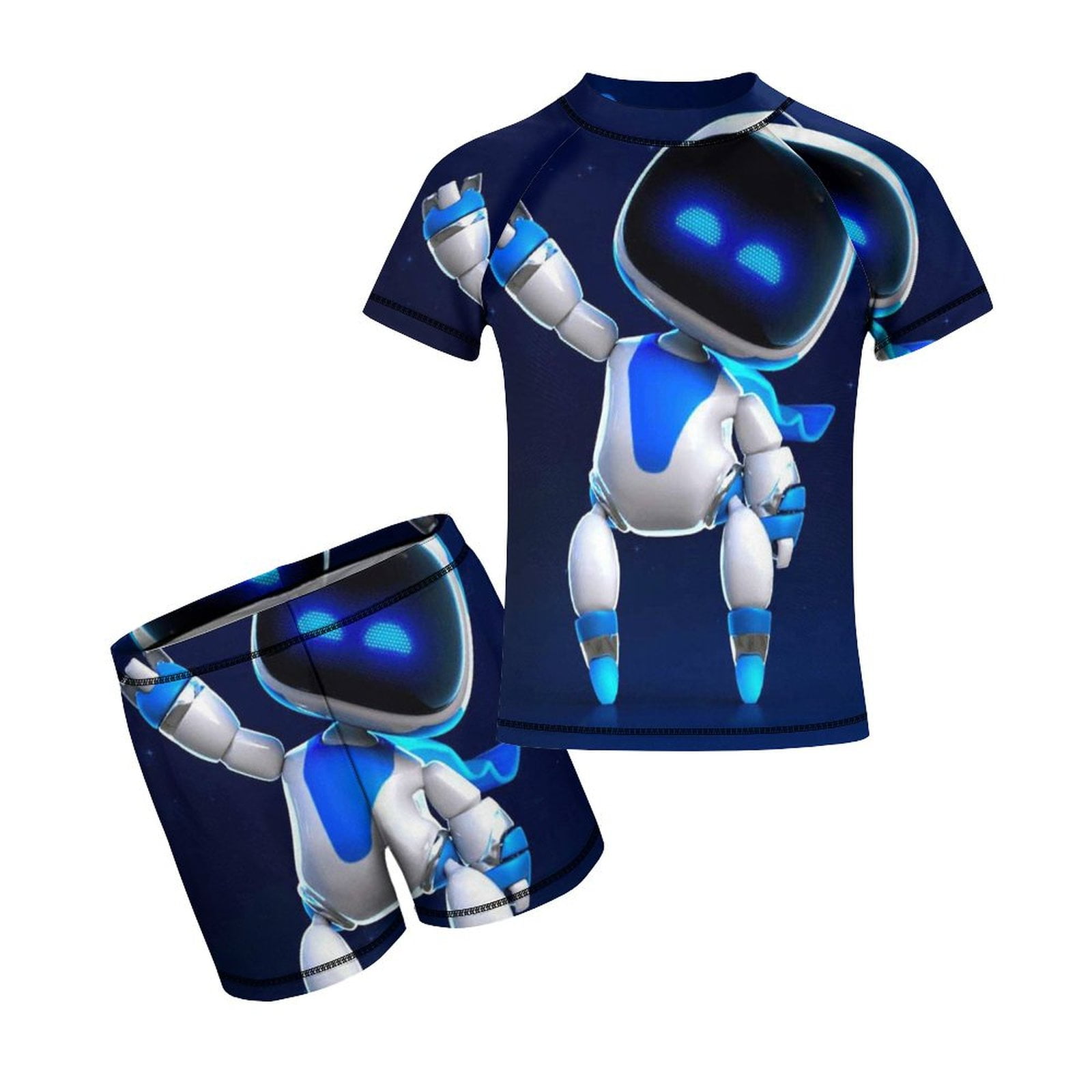Astro Bot Boys Rash Guard Set 2 Piece Swimsuits Short Sleeve Bathing ...