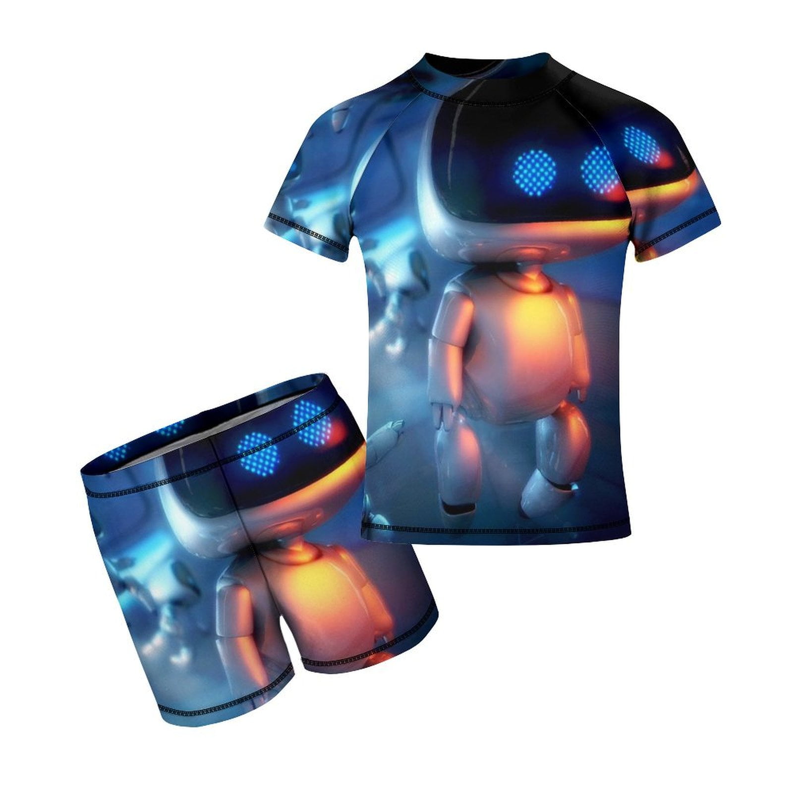 Astro Bot Boys Rash Guard Set 2 Piece Swimsuits Short Sleeve Bathing ...