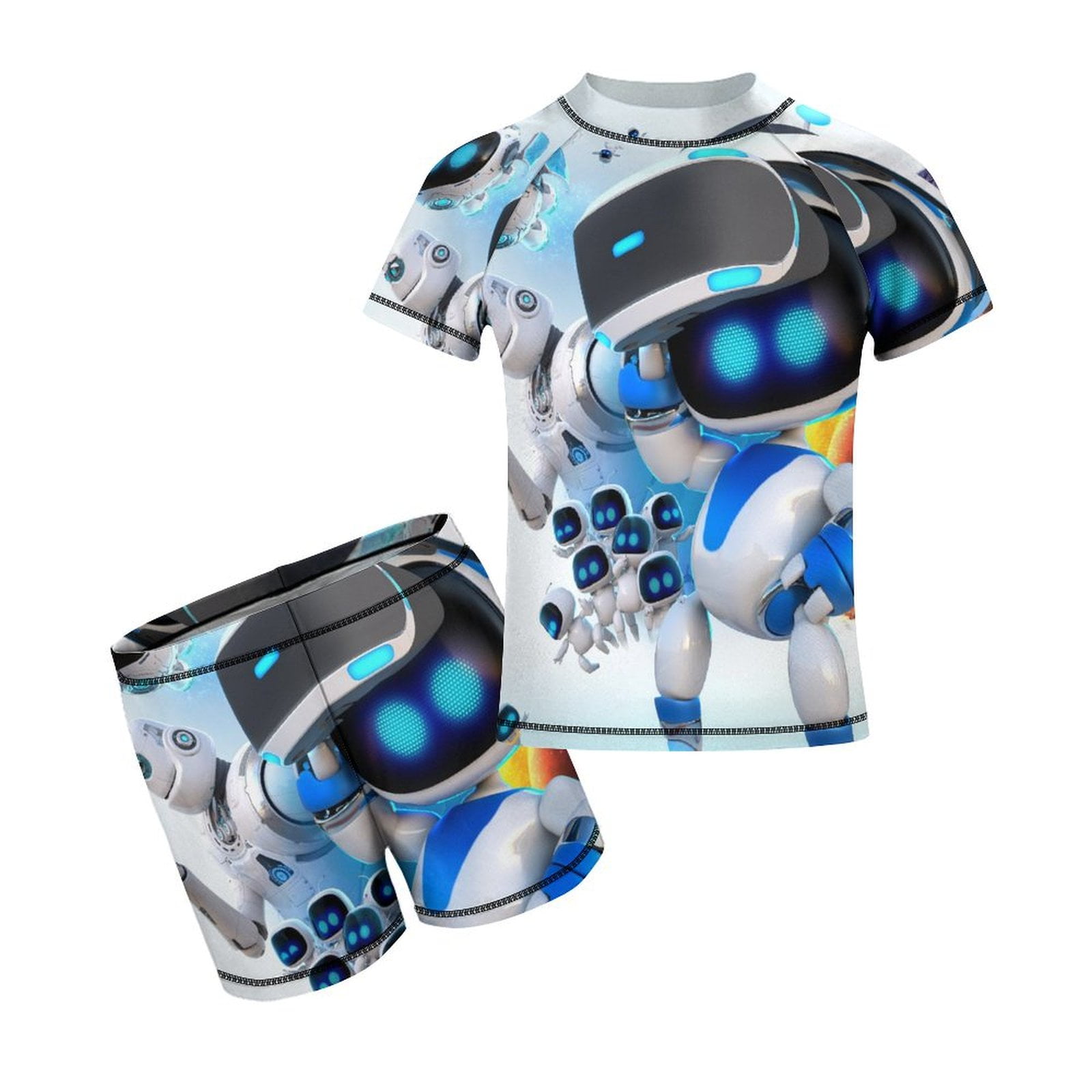 Astro Bot Boys Rash Guard Set 2 Piece Swimsuits Short Sleeve Bathing ...