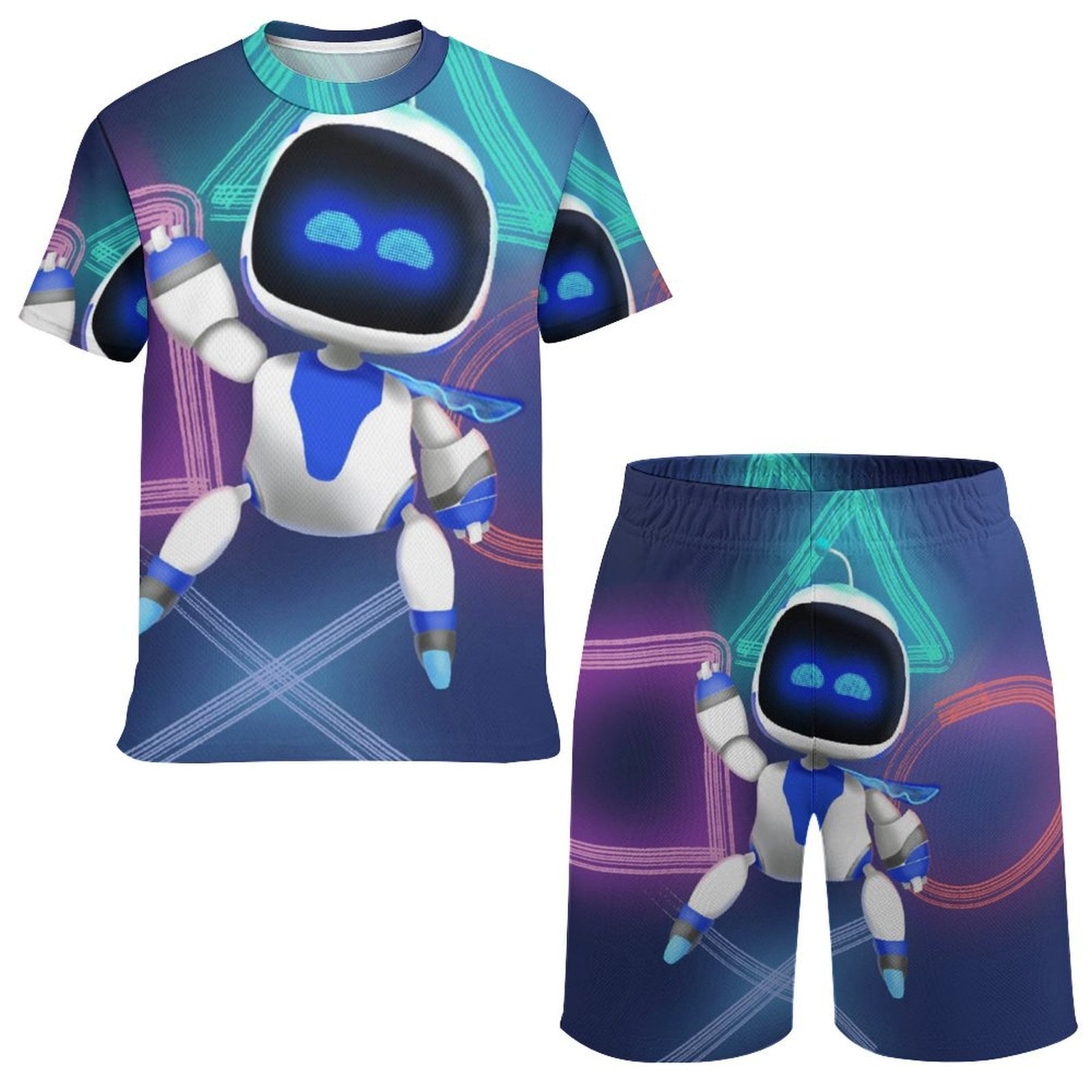 Astro Bot Boys Short Sleeve Mesh T-Shirt And Shorts Outfit Set Summer ...